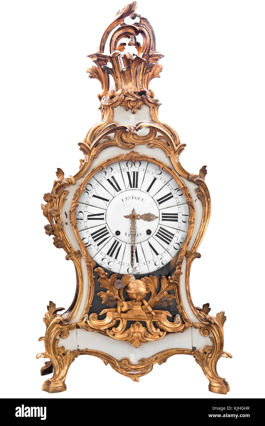Golden retro baroque clock Stock Photo - Alamy