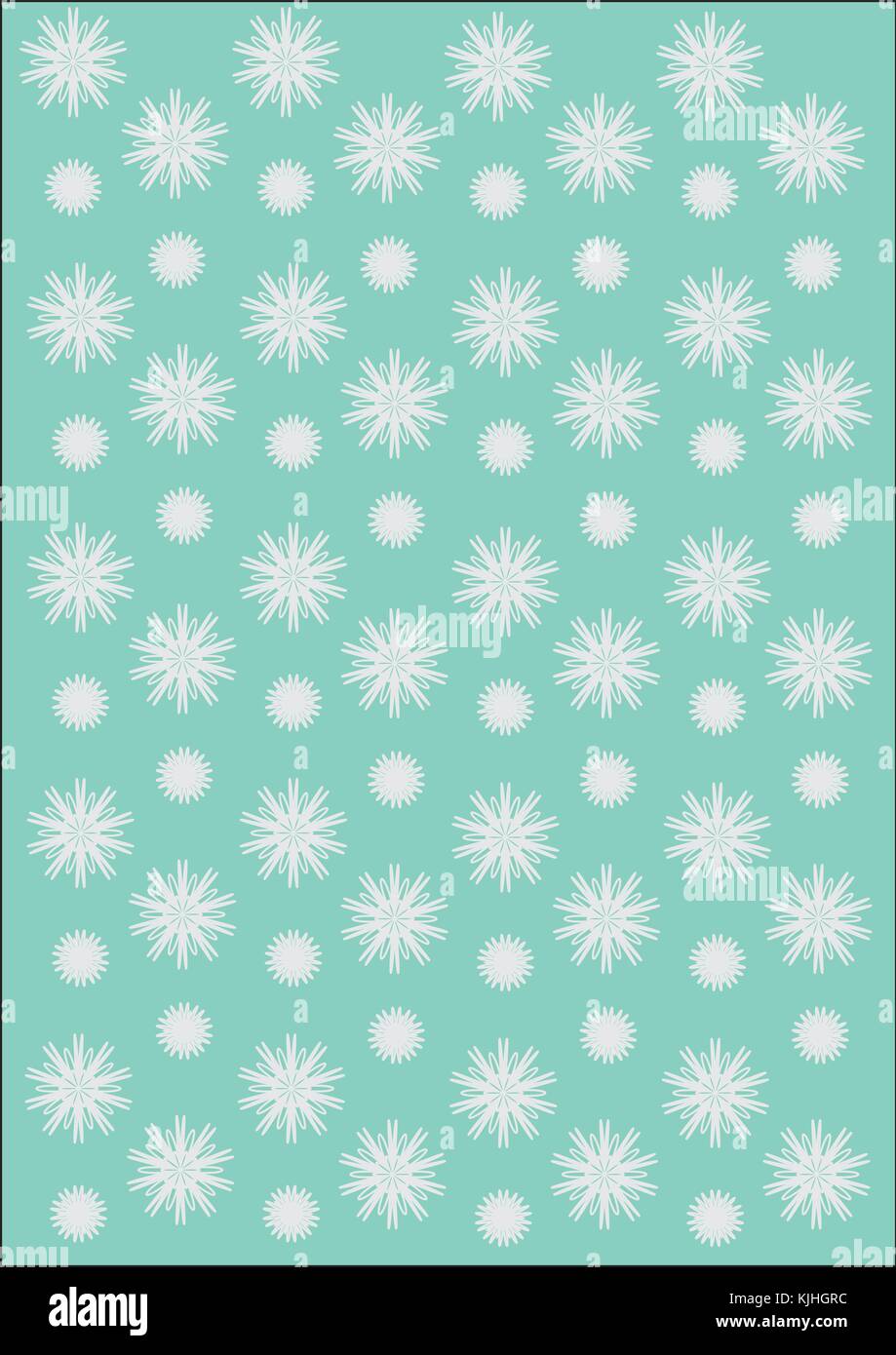 White festive snowflake pattern on a turquoise background Stock Vector ...