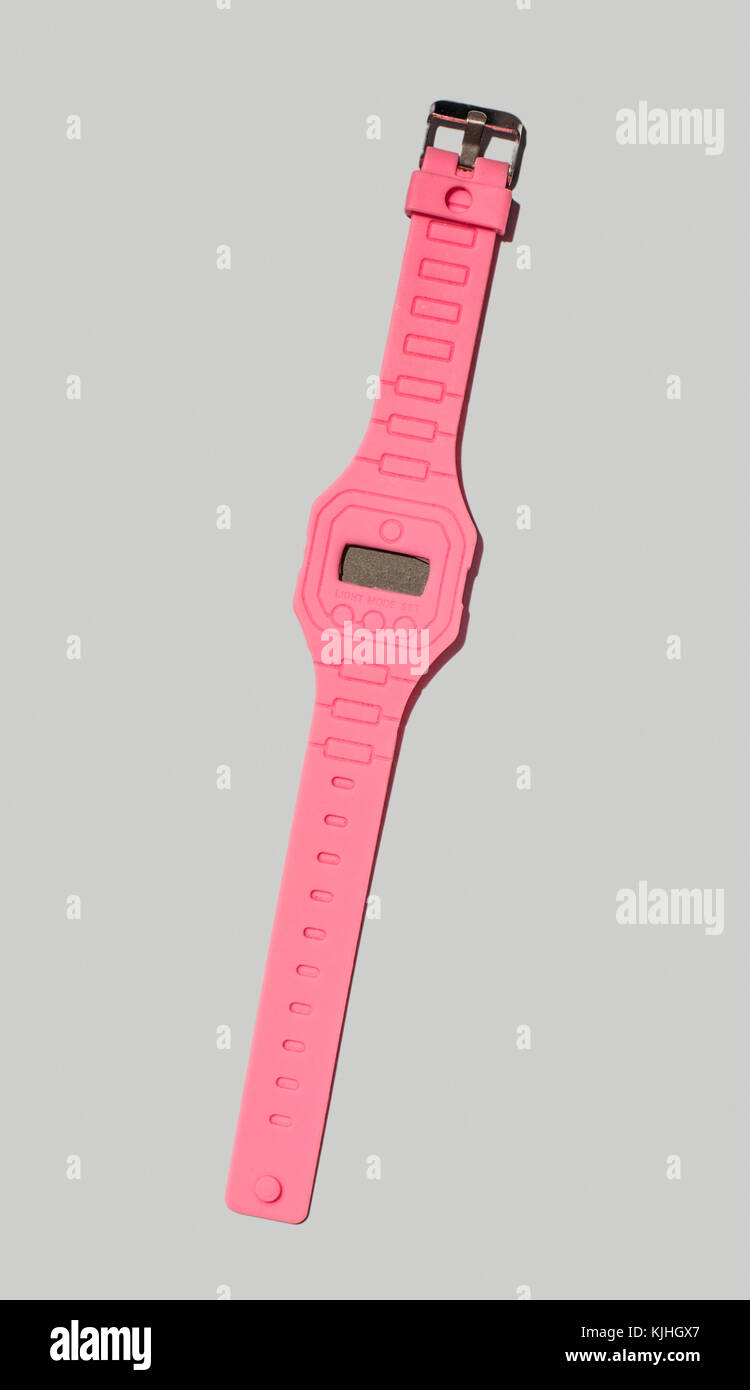 Bright pink colour clock Stock Photo - Alamy