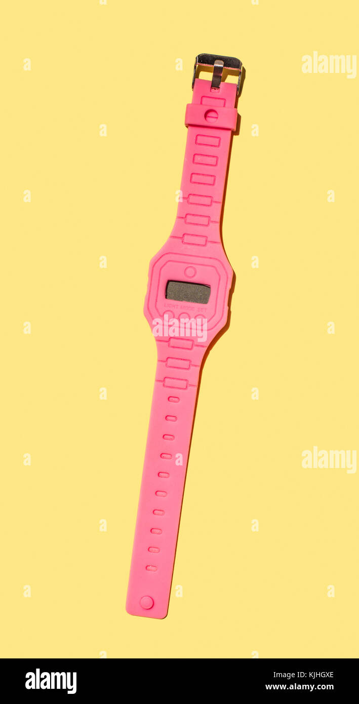 Bright pink colour clock Stock Photo - Alamy