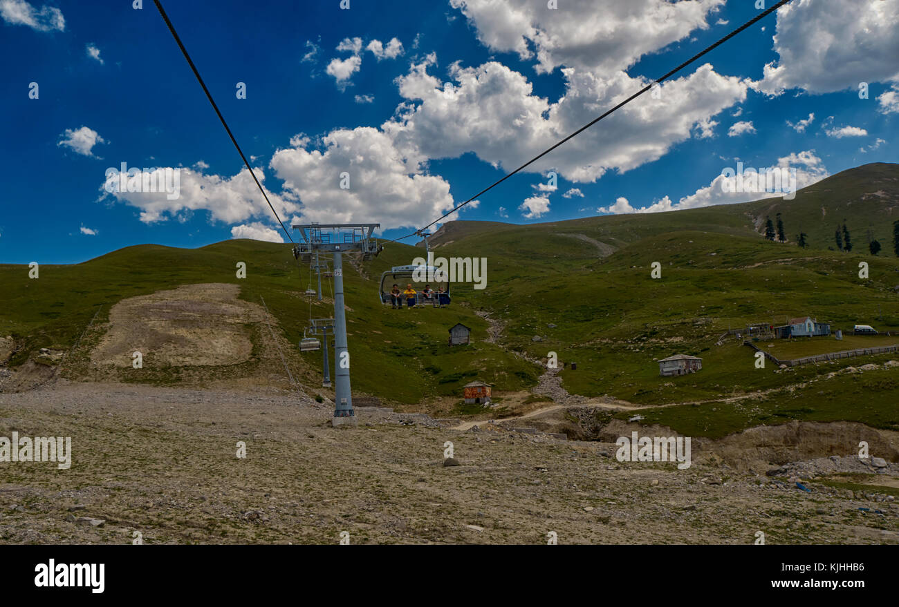 GODERDZI, GEORGIA - 08 AUGUST 2017: Newly-built modern Cable Car and ...