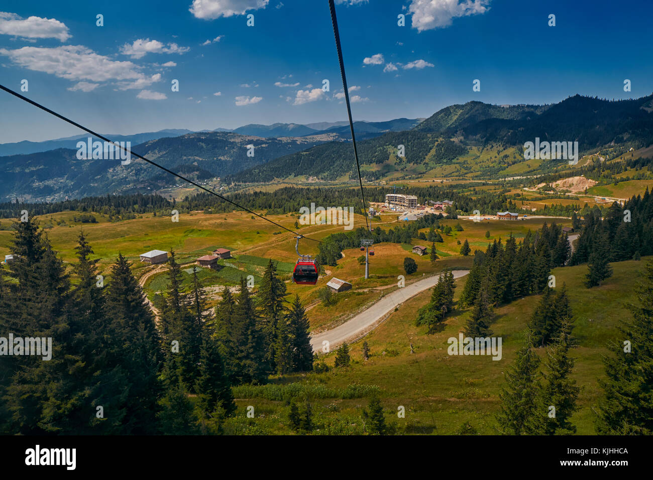 Newly-built modern Goderdzi Cable Car and Rural mountain landscapes of ...