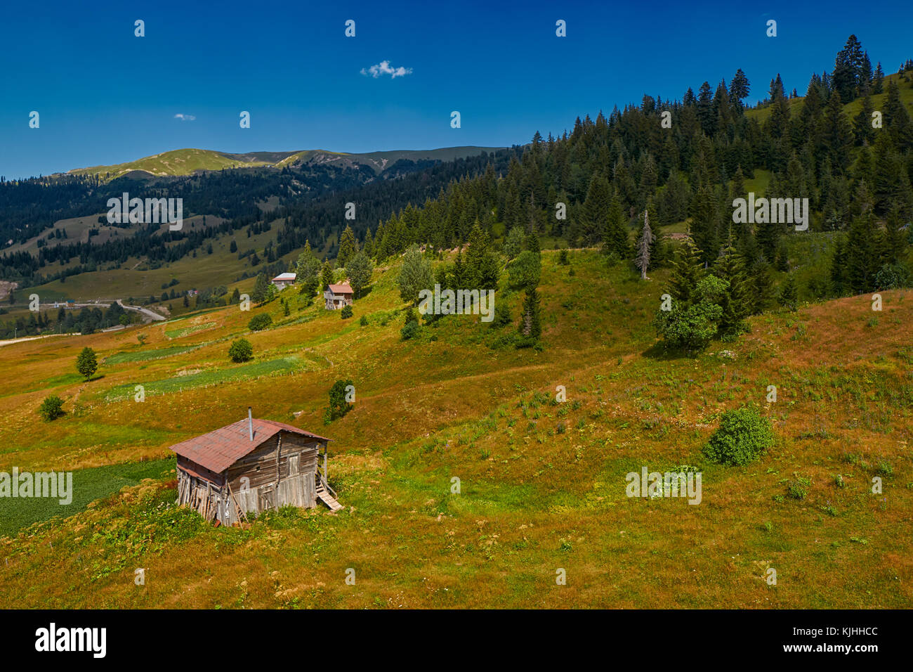 Rural mountain landscapes of Georgian Adjara region near Goderdzi ski ...