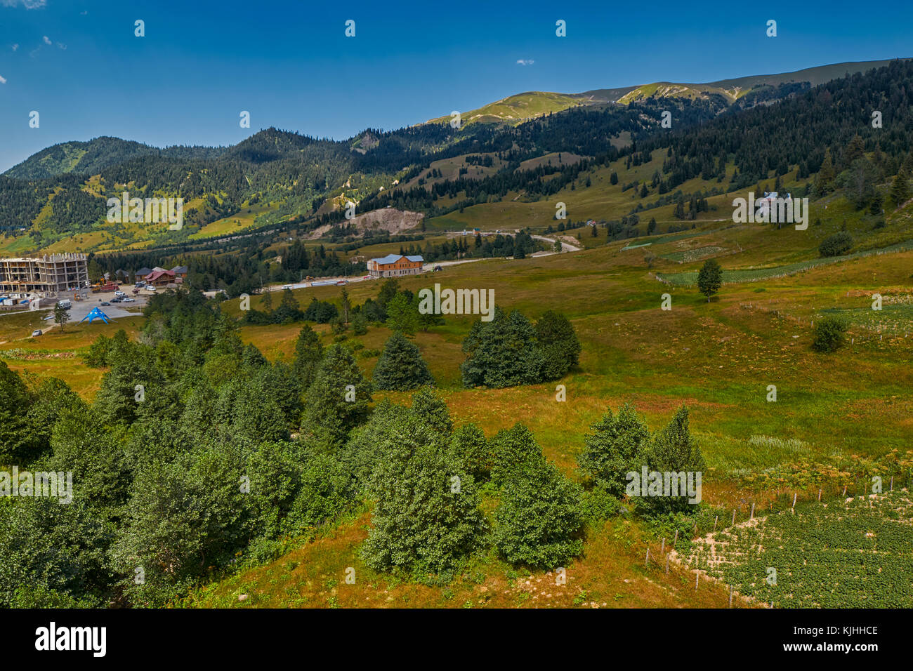Rural mountain landscapes of Georgian Adjara region near Goderdzi ski ...
