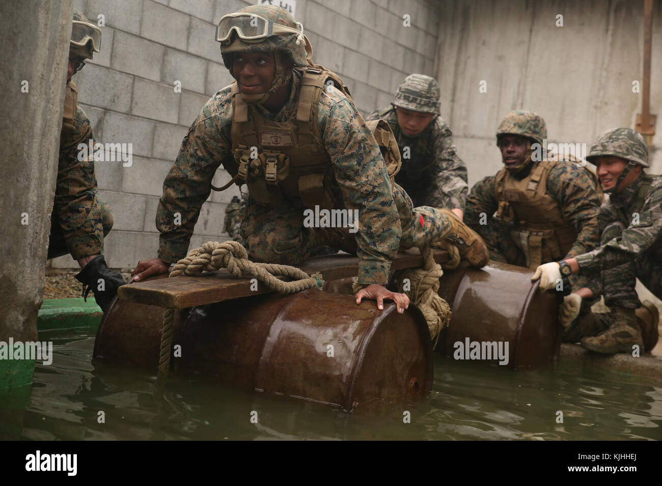 U.S. Marine Lance Cpl. Larry Anderson, a landing support specialist ...