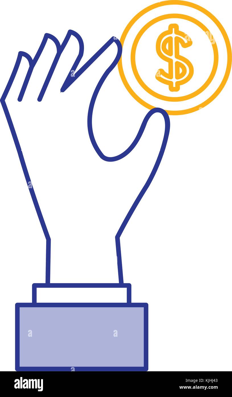 hand with coin money vector illustration design Stock Vector Image ...