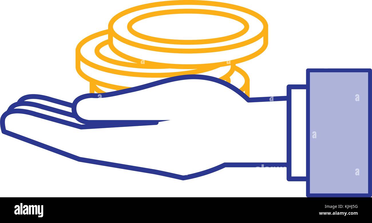 hand with coin money vector illustration design Stock Vector Image ...