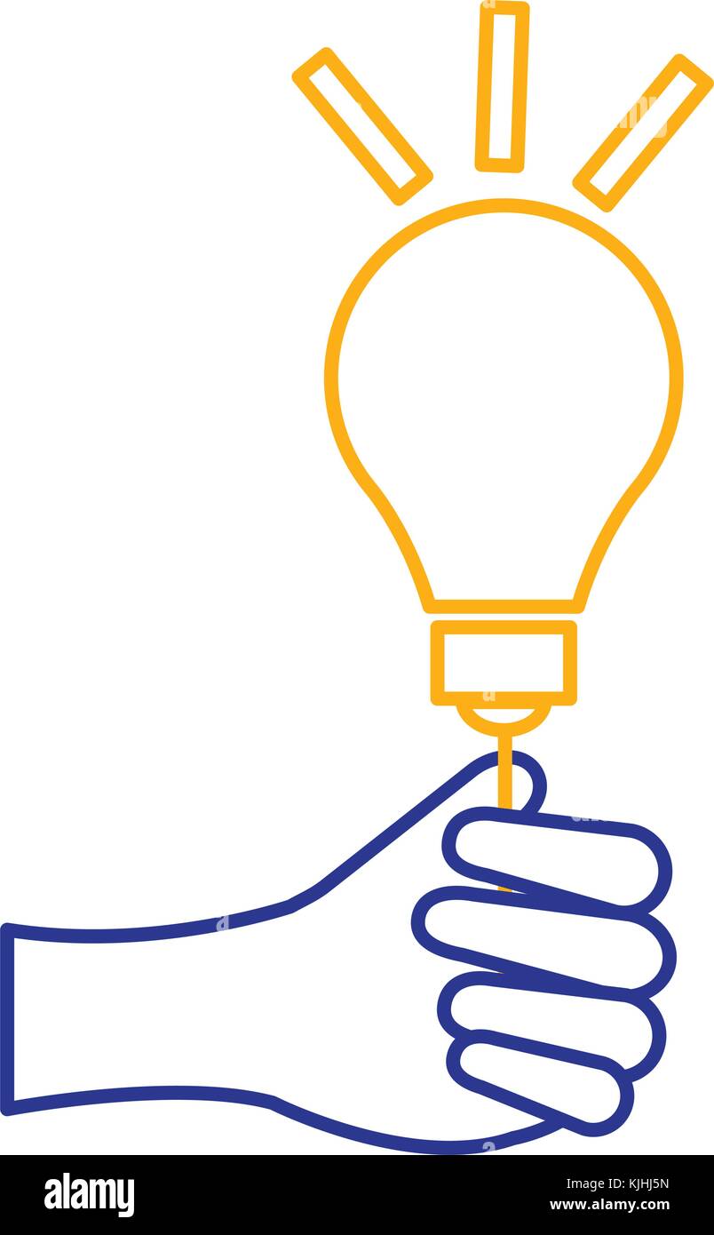 hand human with bulb light vector illustration design Stock Vector ...
