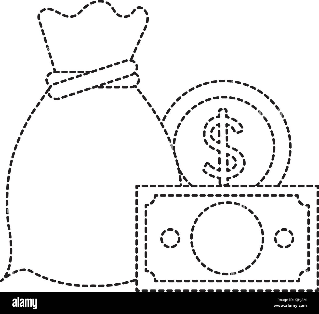 money bag with coin and bill vector illustration design Stock Vector ...