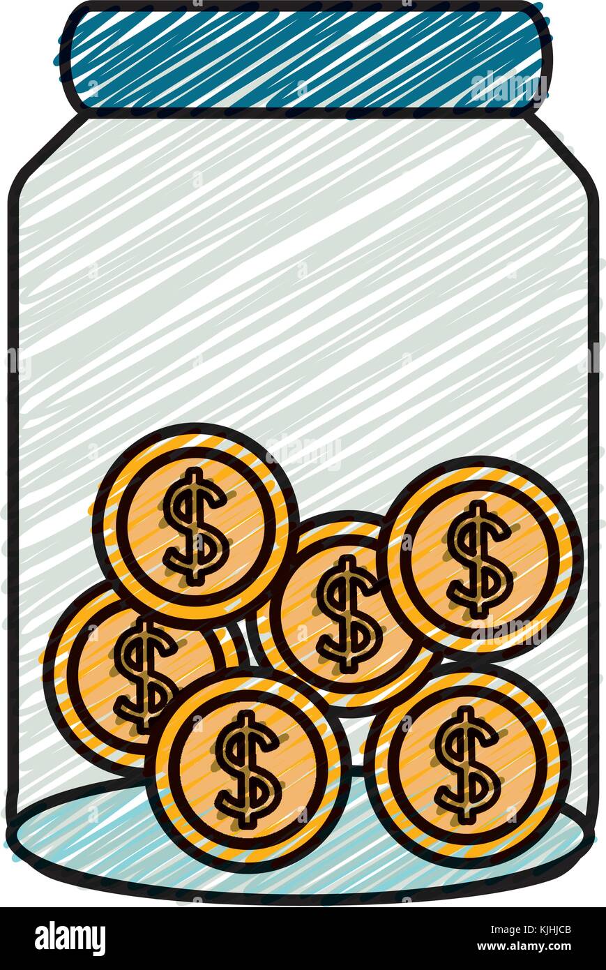glass jar with coins money vector illustration design Stock Vector ...