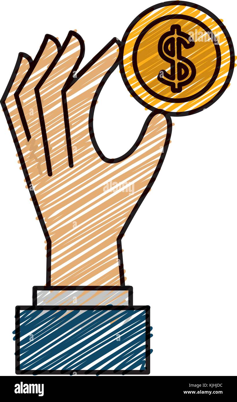 hand with coin money vector illustration design Stock Vector Image ...