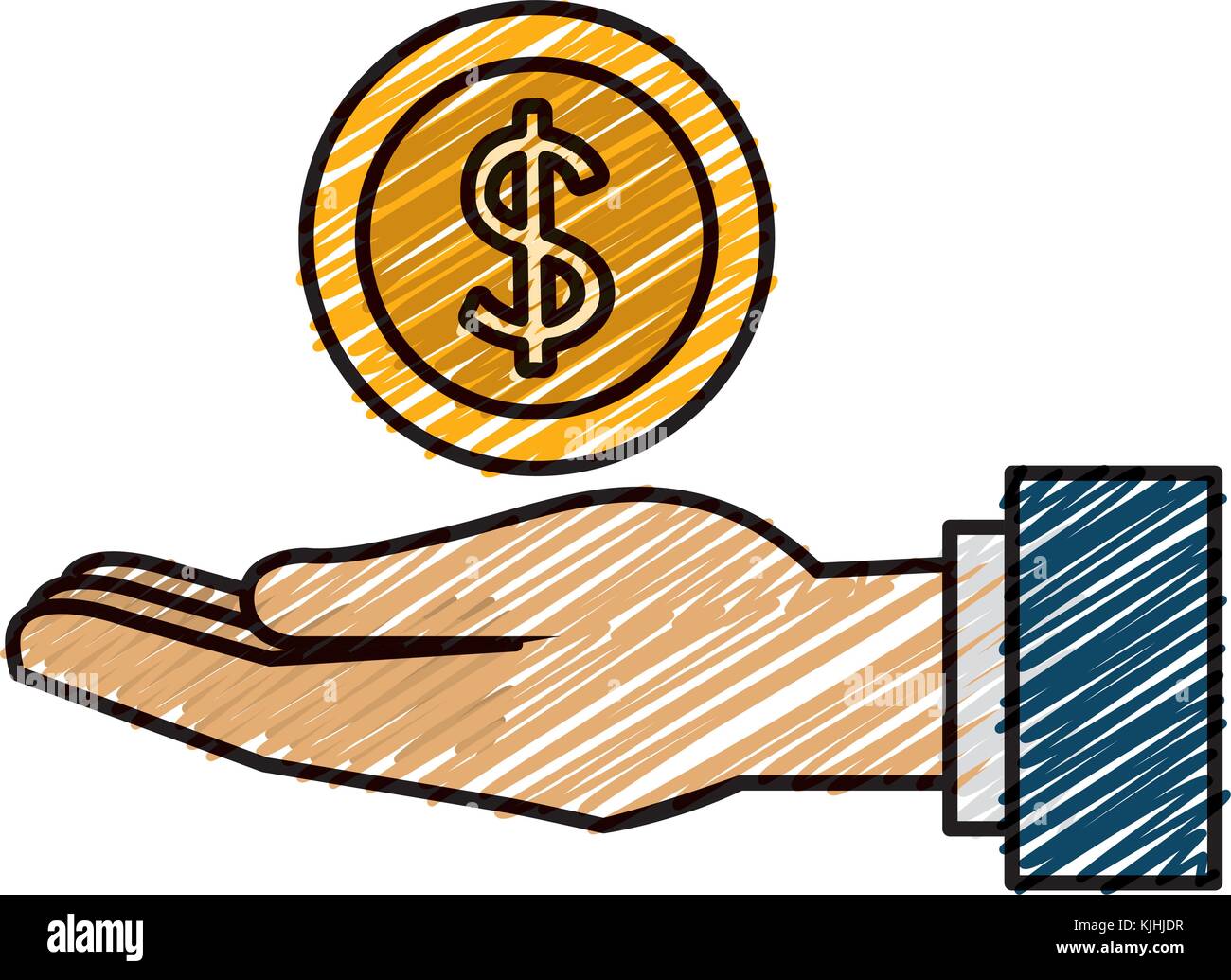 hand with coin money vector illustration design Stock Vector Image ...