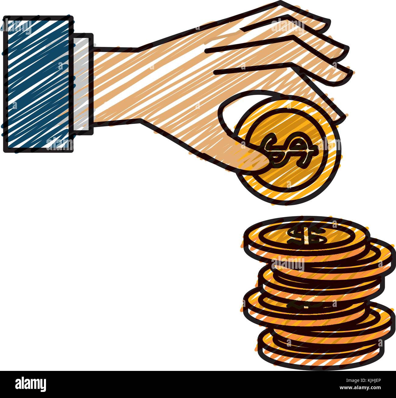 hand with coin money vector illustration design Stock Vector Image ...