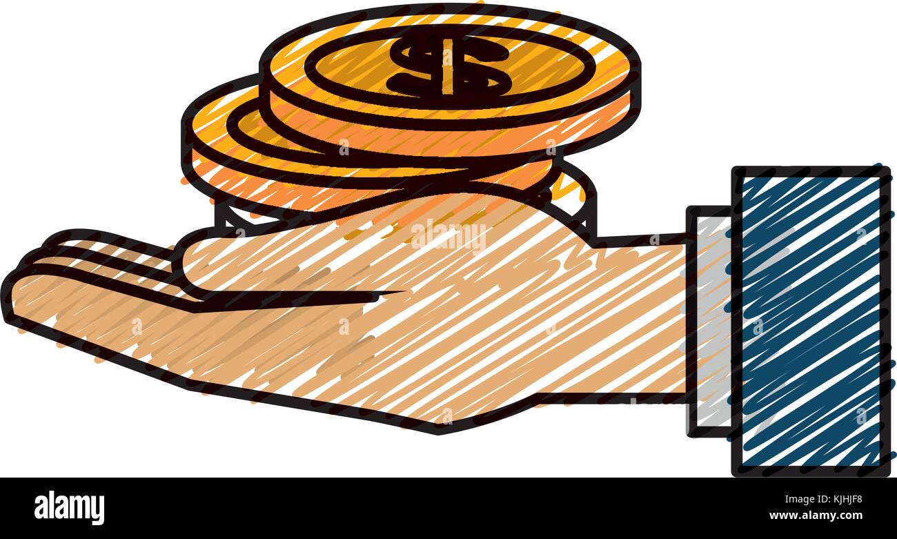 hand with coin money vector illustration design Stock Vector Image ...