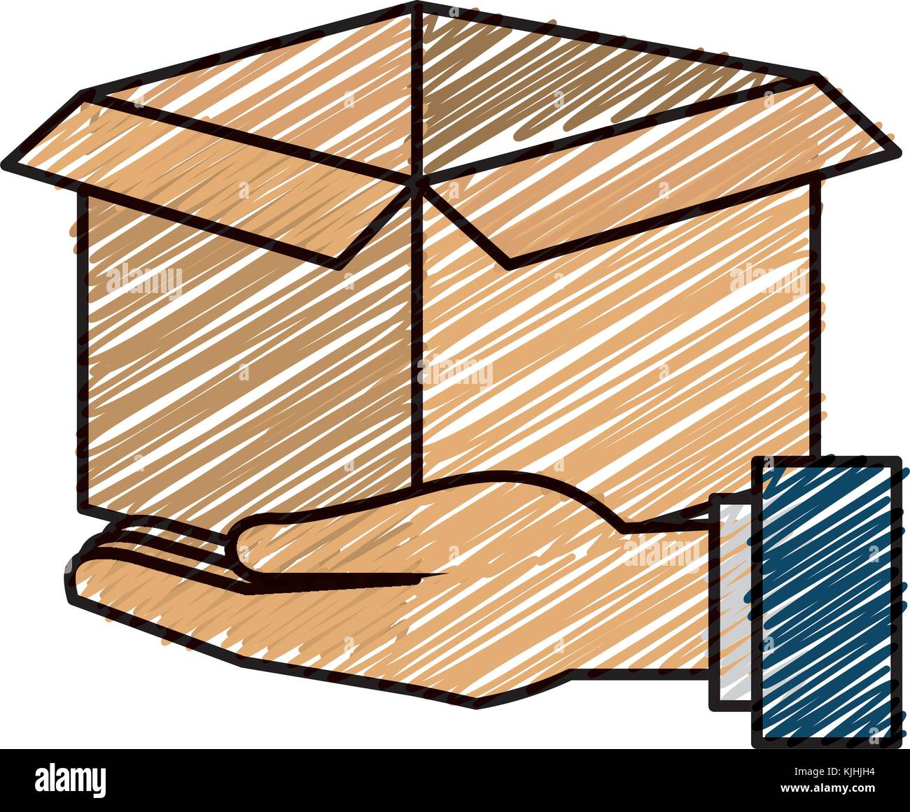hands with carton box vector illustration design Stock Vector Image ...