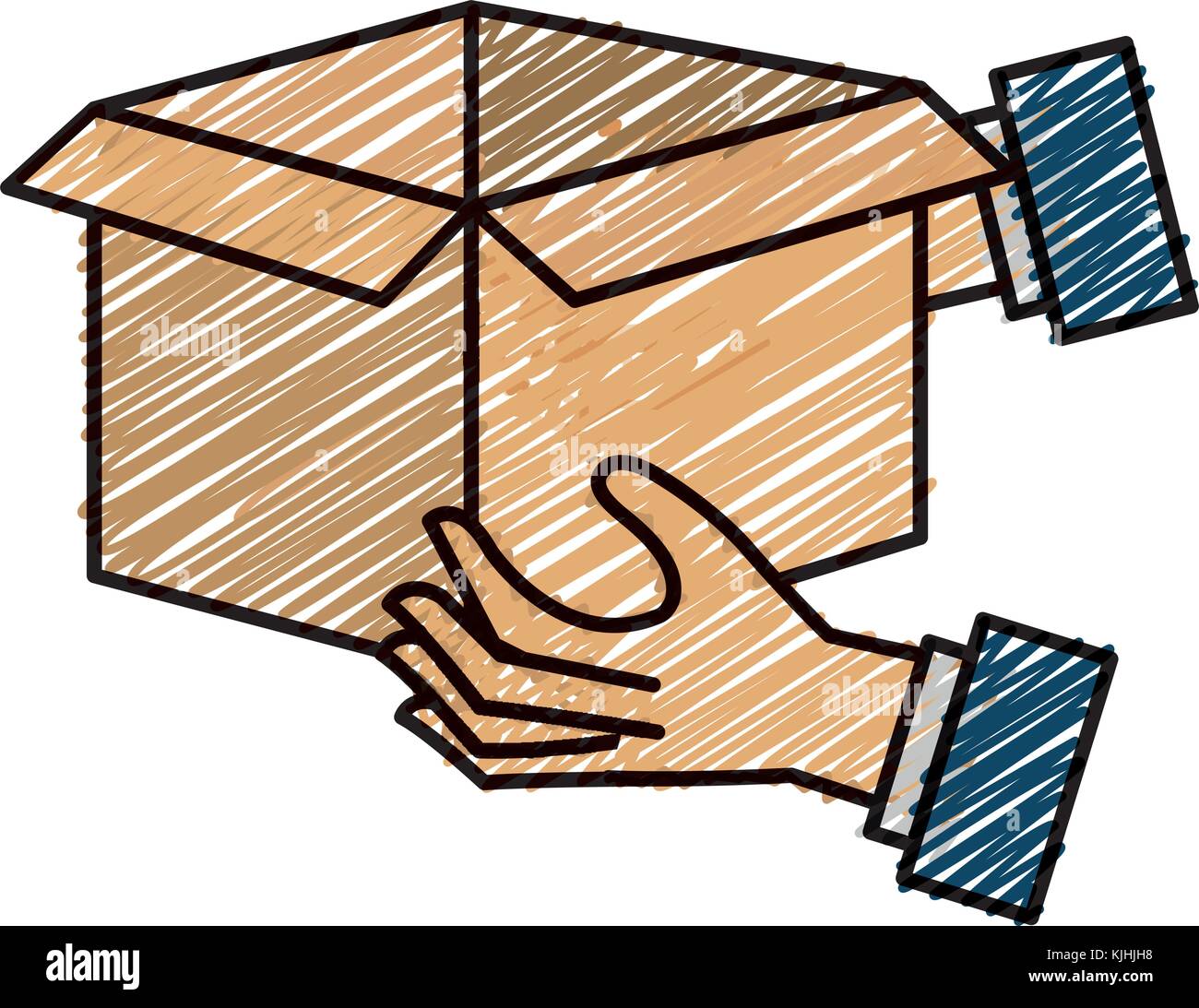 hands with carton box vector illustration design Stock Vector Image ...