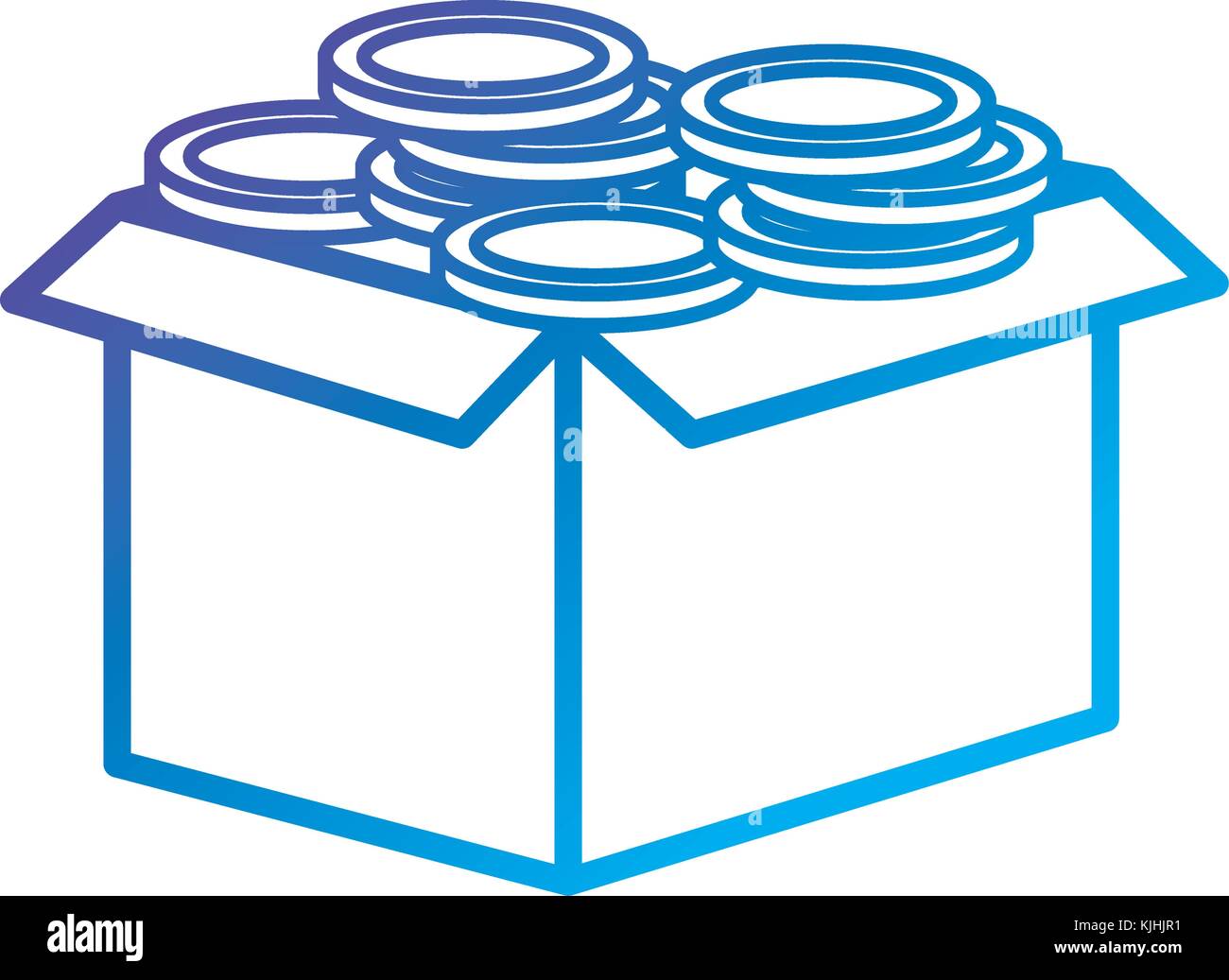 carton box with coins vector illustration design Stock Vector Image ...