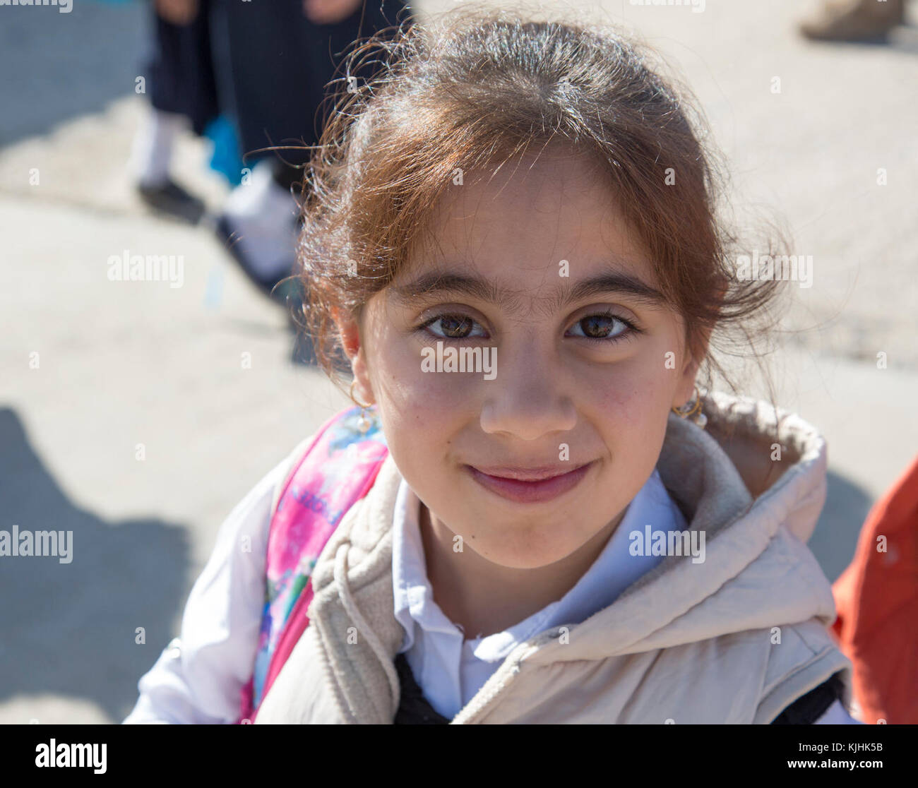 A young Iraqi student poses for a photo at a primary school, Mosul Dam ...