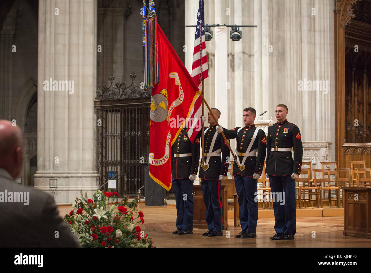 U.S. Marine Corps Color Guard, Marine Barracks Washington, present the ...
