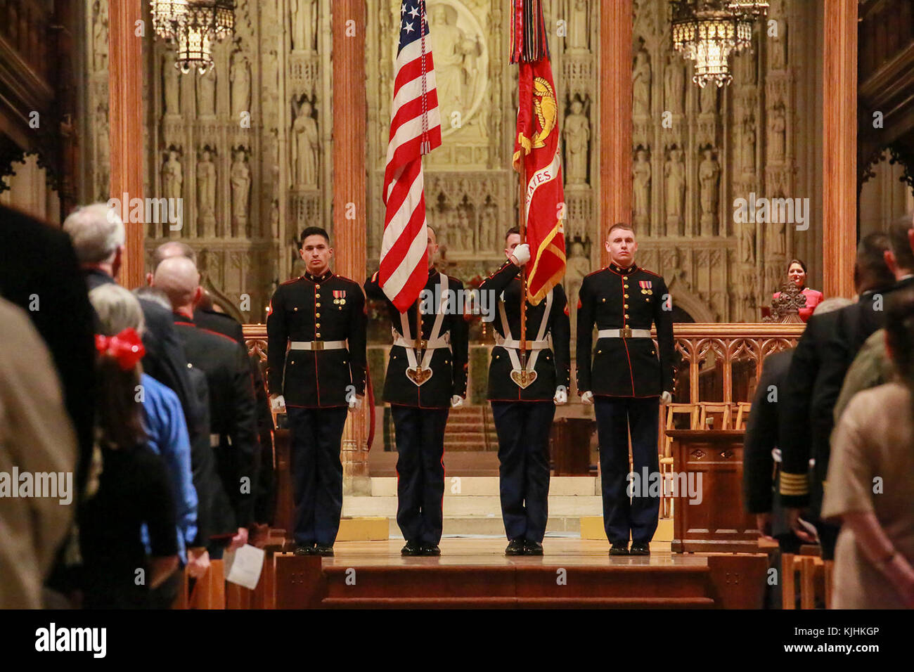 The U.S. Marine Corps Color Guard presents the National and Marine ...