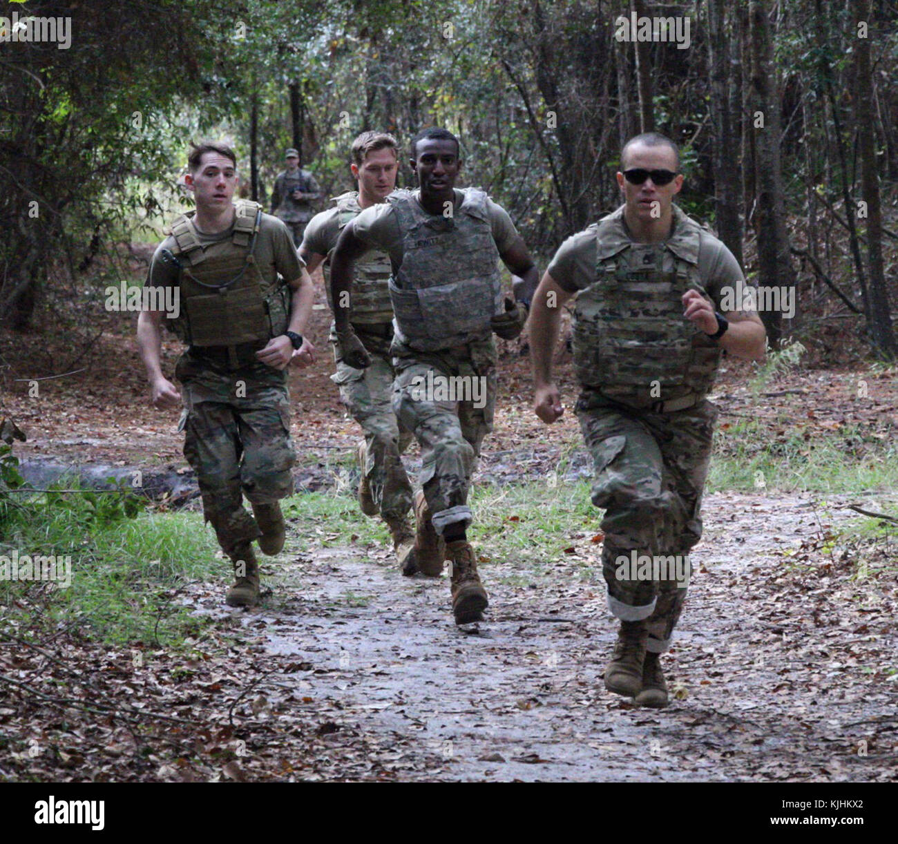 Soldiers of 92nd Engineer Battalion, compete in the Marne Mile obstacle ...
