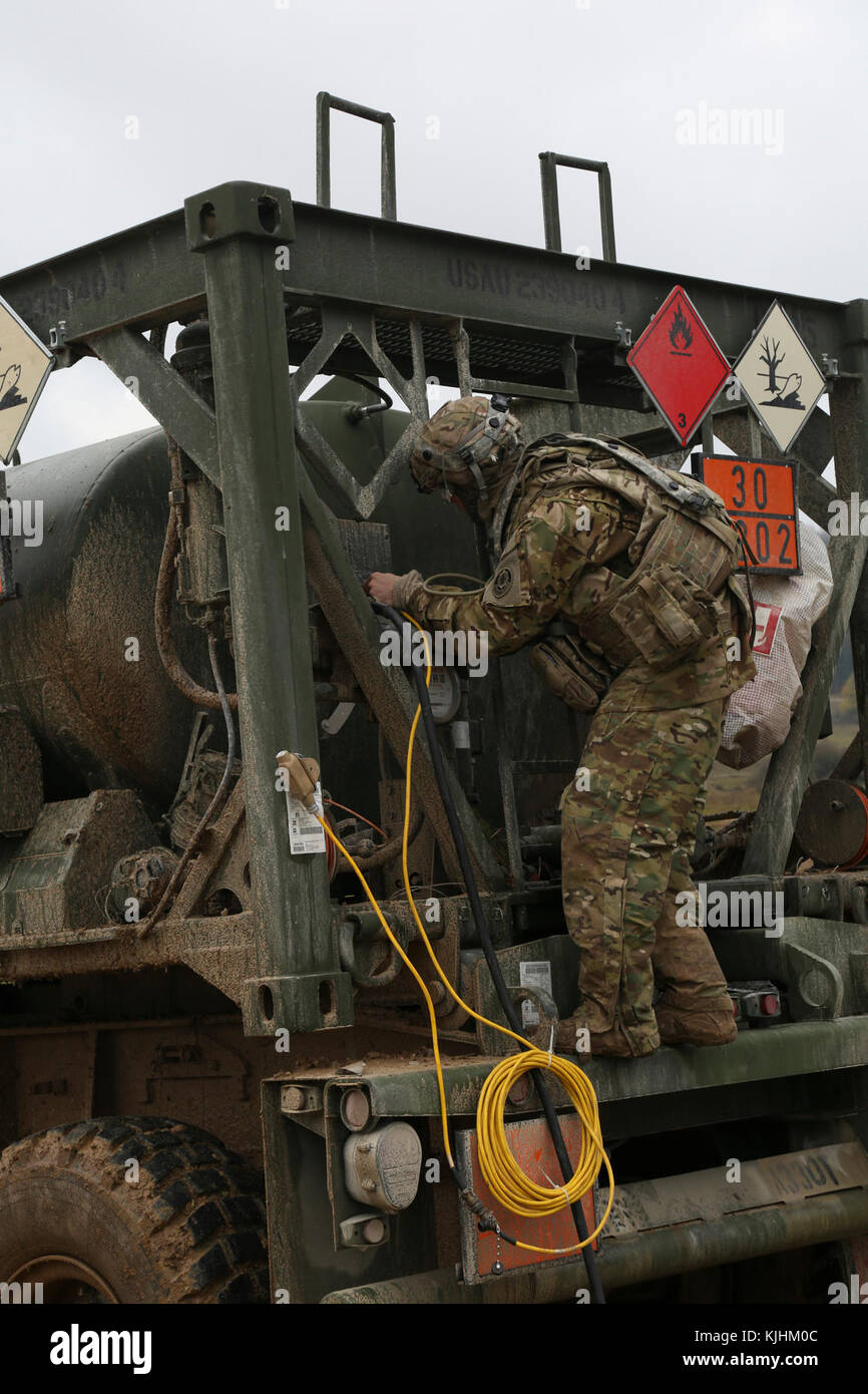 A U.S. Soldier of 2nd Cavalry Regiment Support Squadron assembles a ...