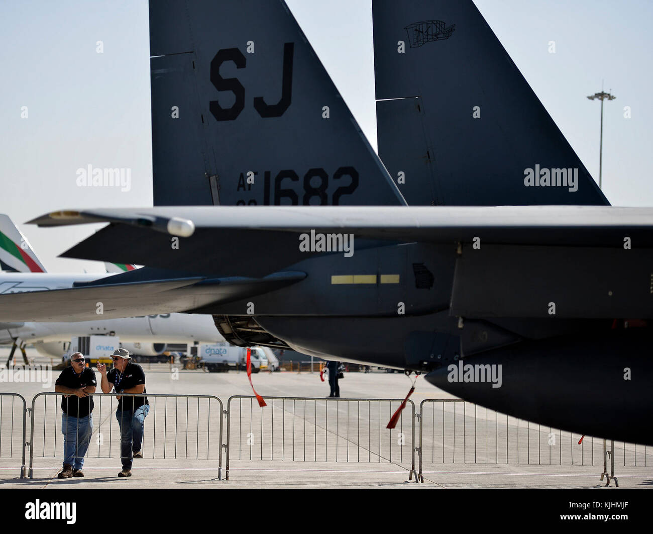 Spectators view U.S. Air Force static display aircraft during the Dubai ...