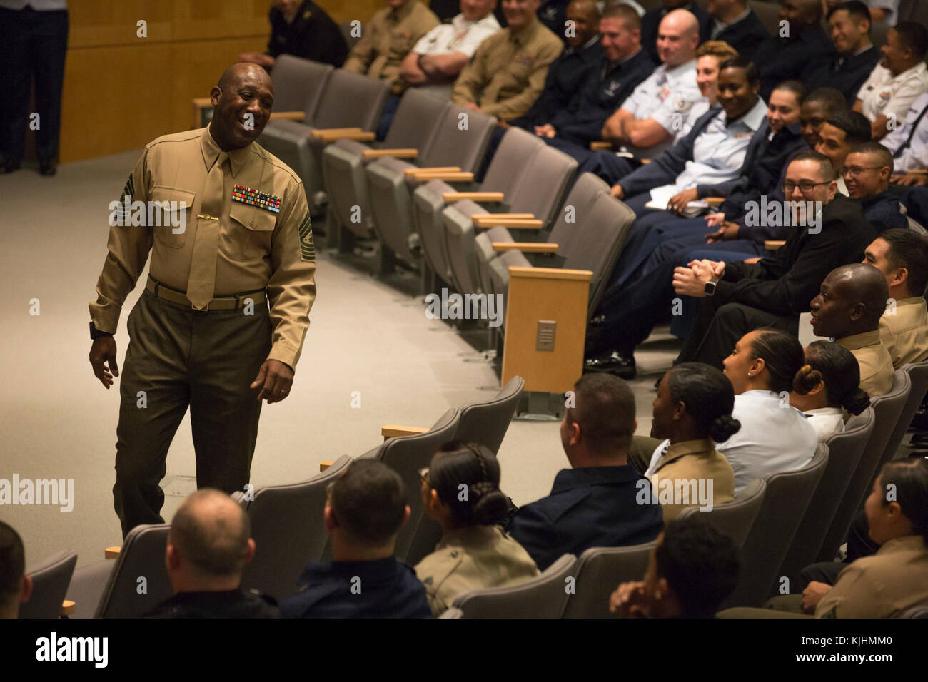 Sergeant Major of the Marine Corps Ronald L. Green gives remarks during ...