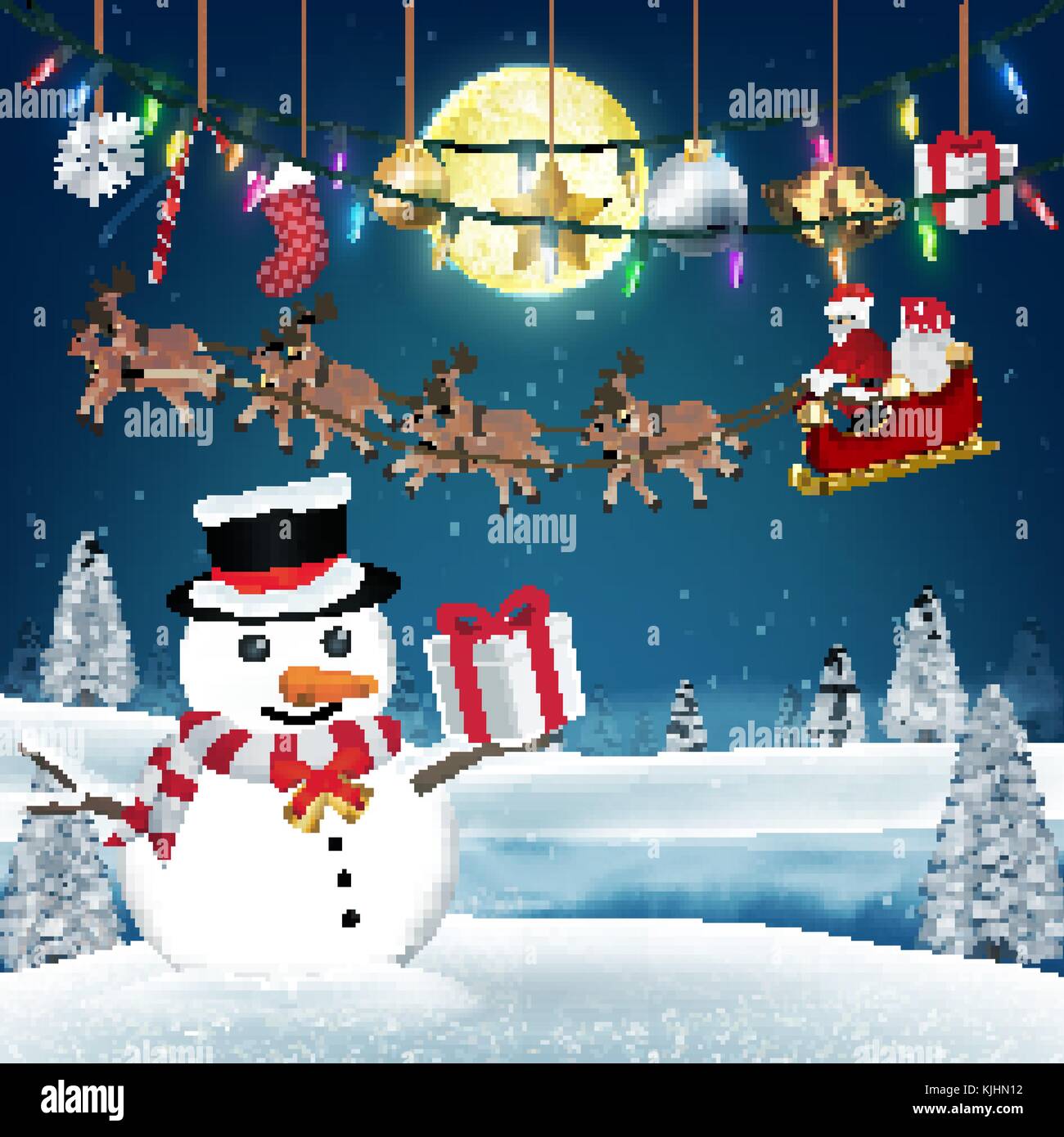 Snow man christmas gift on Stock Vector Images - Alamy