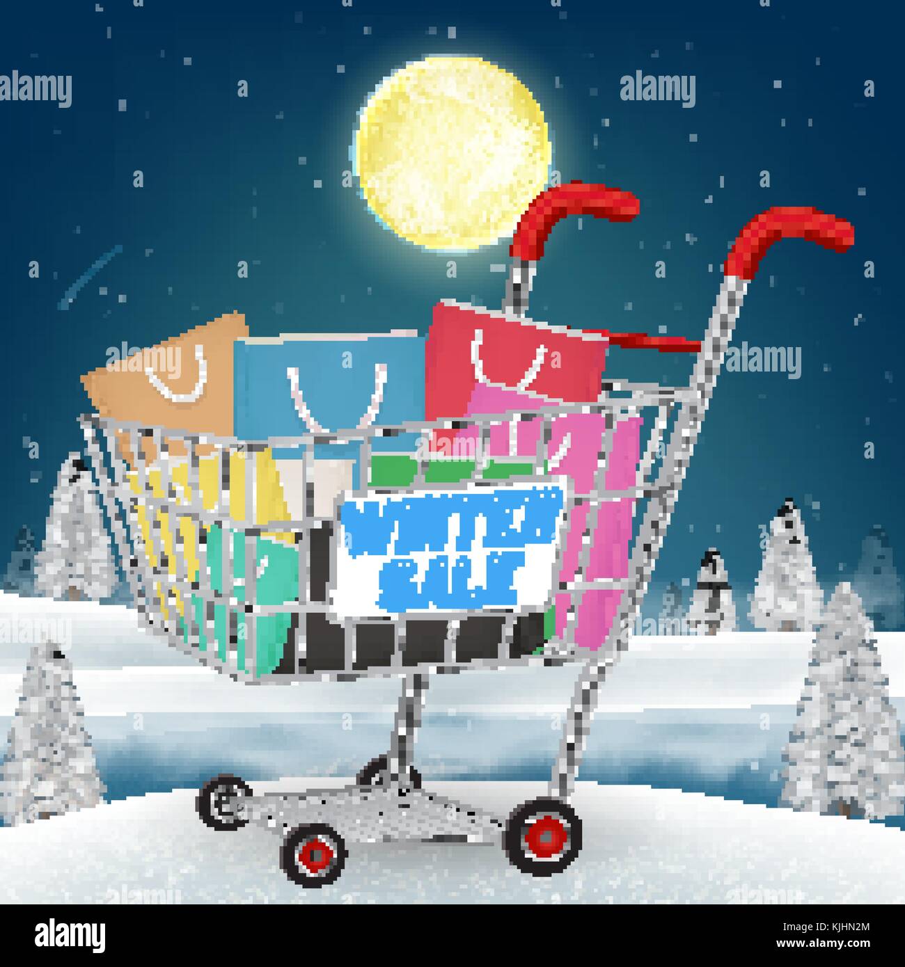 Shopping cart on color background Stock Vector Images - Alamy