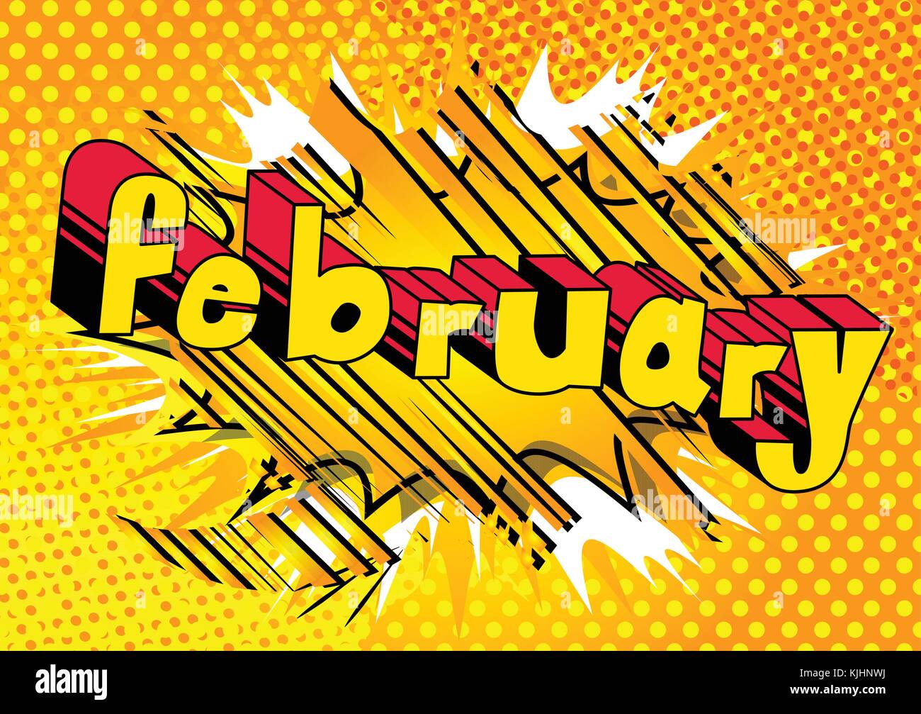 February - Comic book style word on abstract background Stock Vector ...