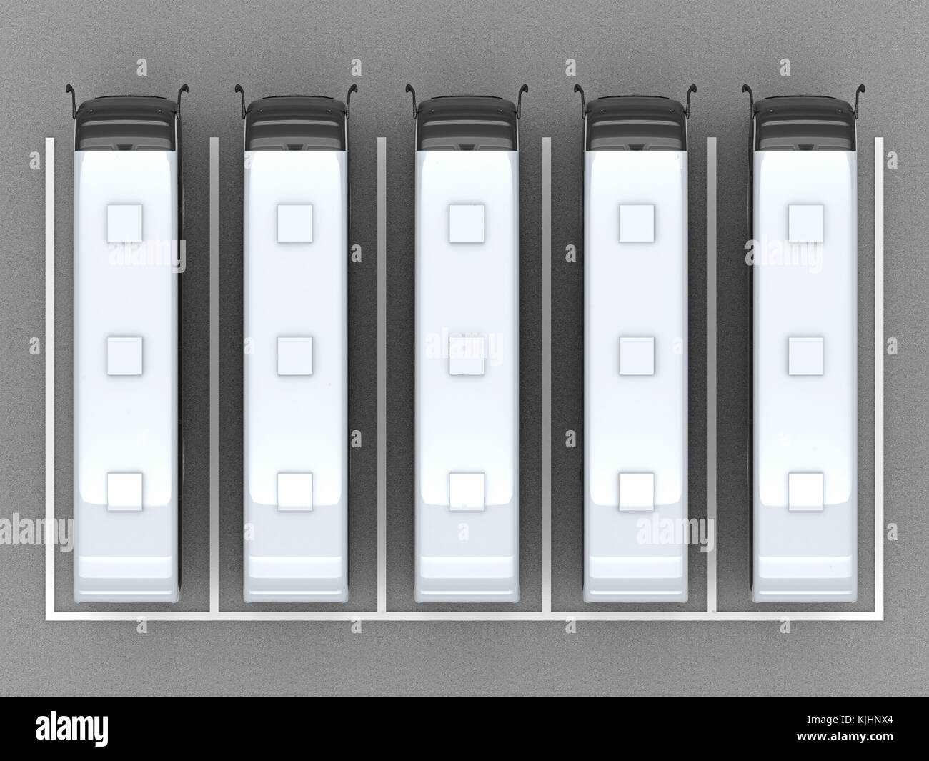 parking full group buses top view. 3d rendering Stock Photo - Alamy
