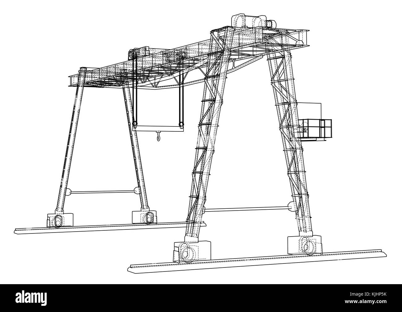 Gantry crane. Wire-frame. Vector EPS10 format Stock Vector Image & Art ...