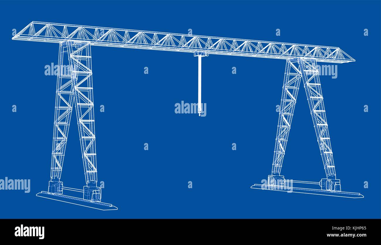 Gantry crane. Wire-frame. Vector EPS10 format Stock Vector Image & Art ...