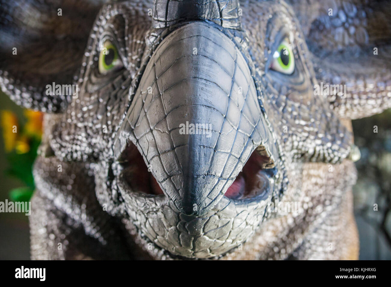 Badajoz. Spain - October, 15, 2016: Realistic model of dinosaur at ...