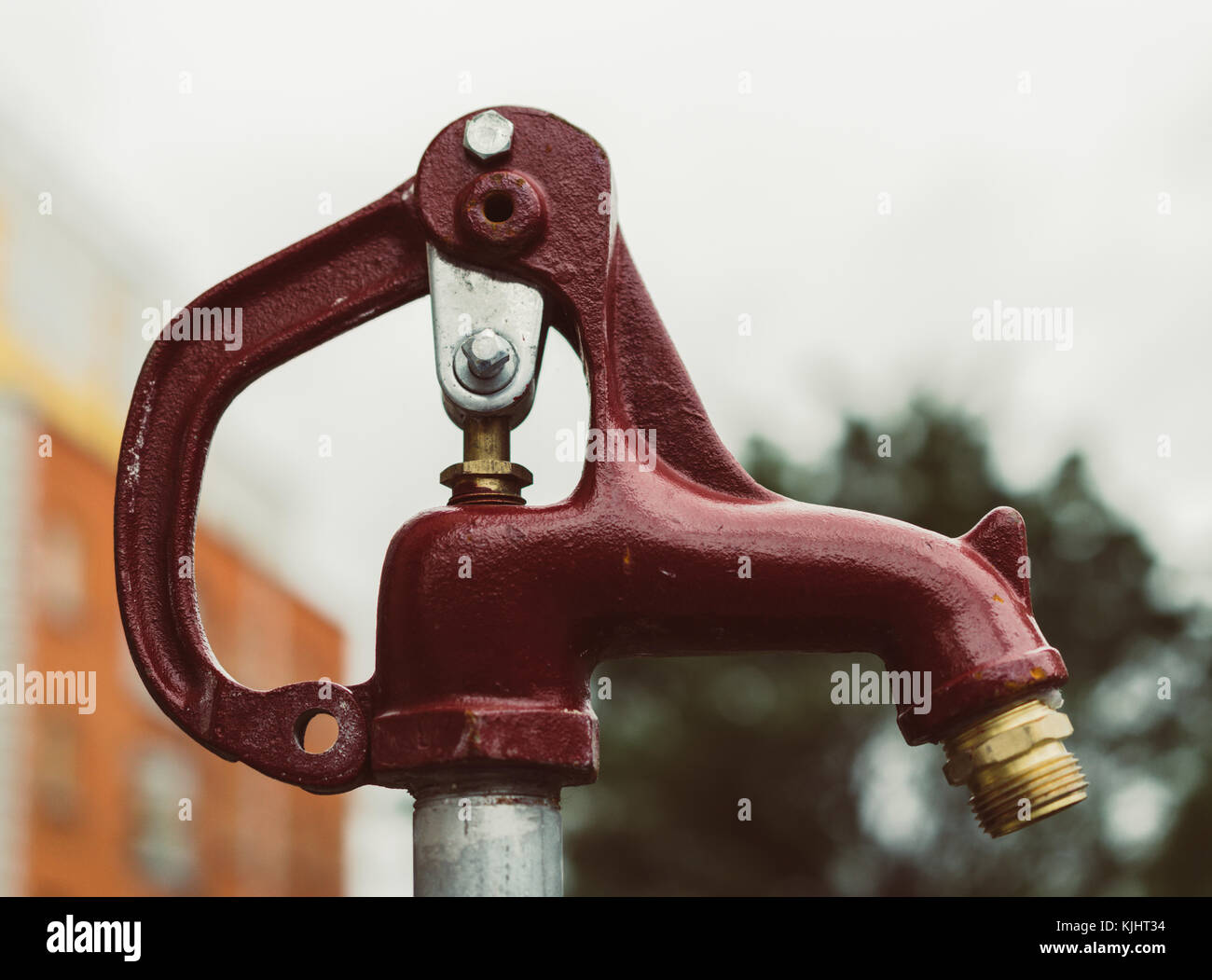 A red pump handle at a whiskey factory in Dublin Stock Photo - Alamy