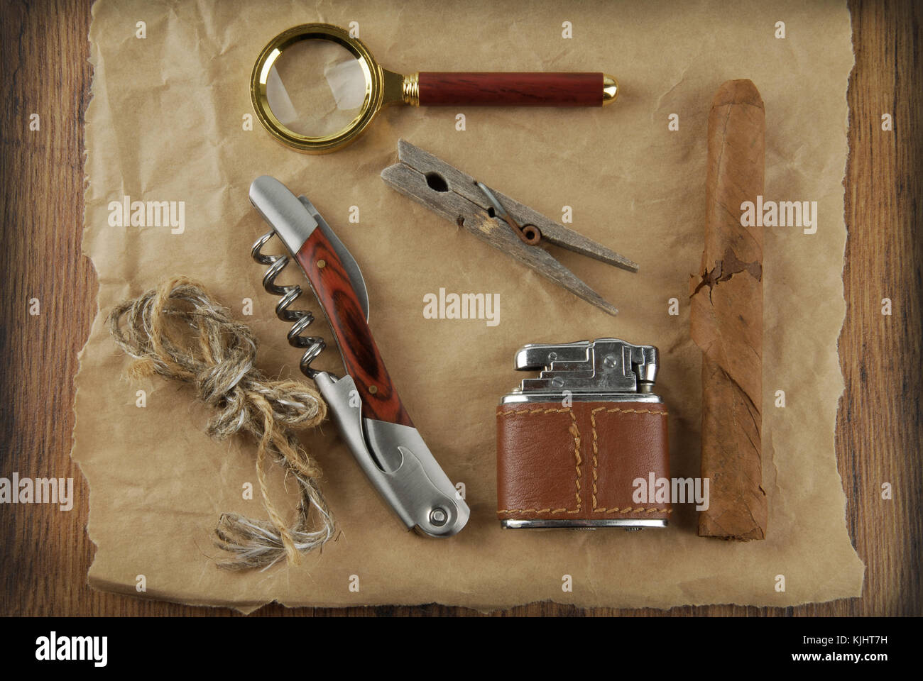 vintage retro objects in sepia color Stock Photo - Alamy