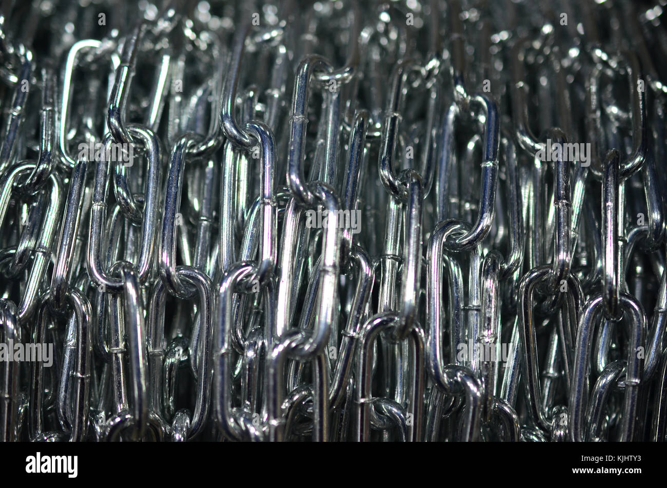 A ball of shiny metal chain of large links Stock Photo - Alamy