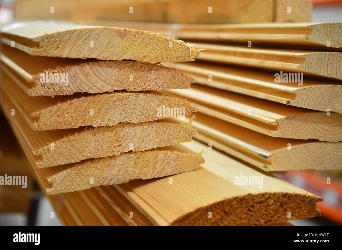 A stack of ready sawn boards close-up Stock Photo - Alamy