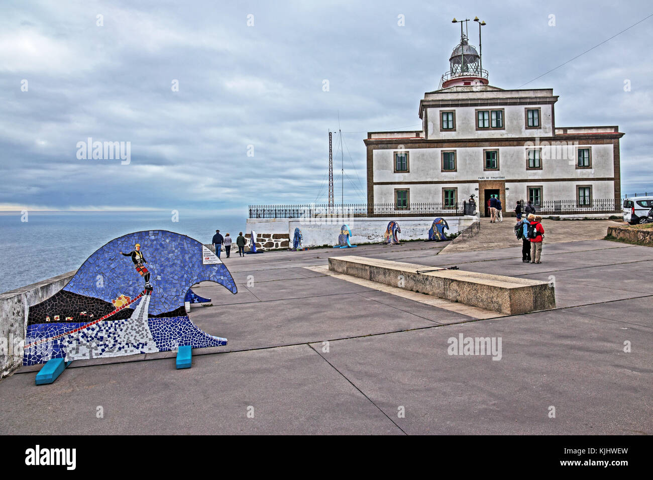 Fisterra Lighthouse, Cape Finisterre, Galicia, Spain, marking end of ...