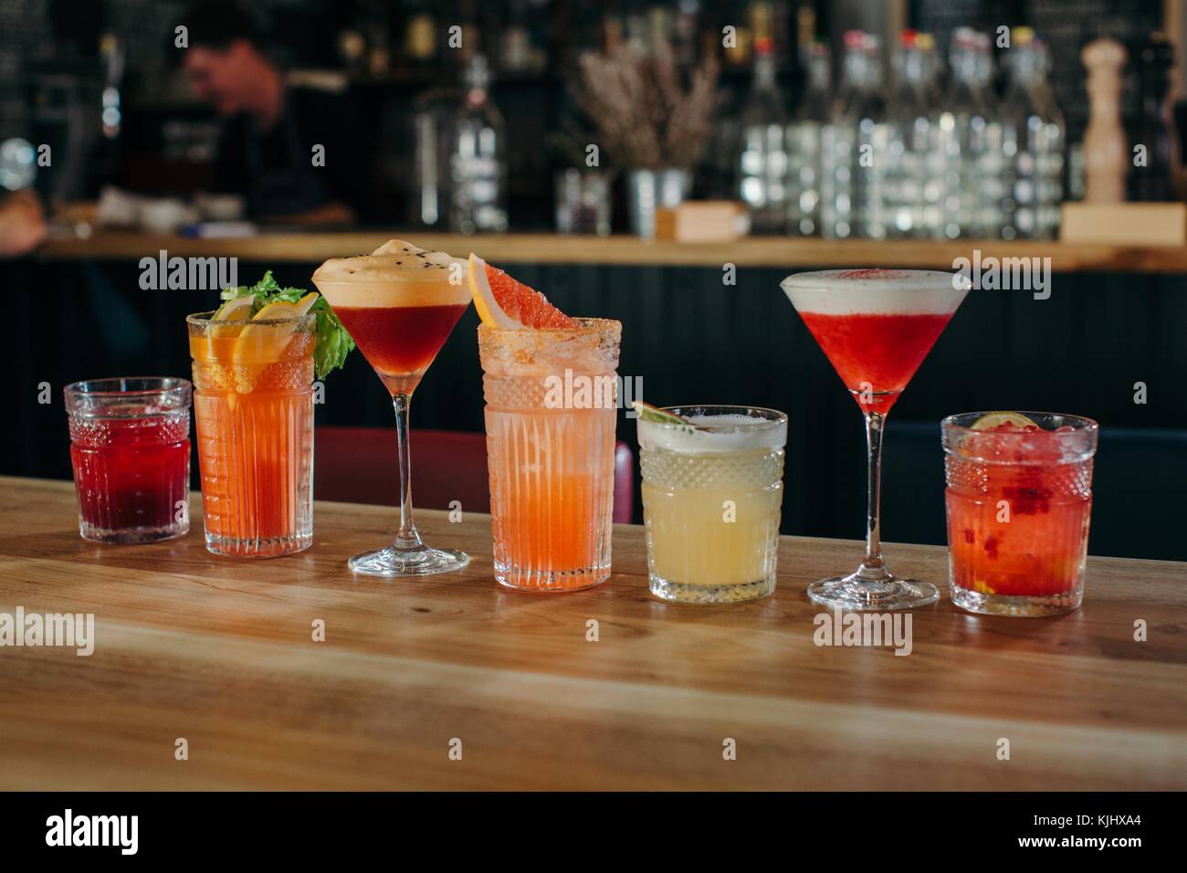 Selection of cocktails on a bar counter Stock Photo - Alamy