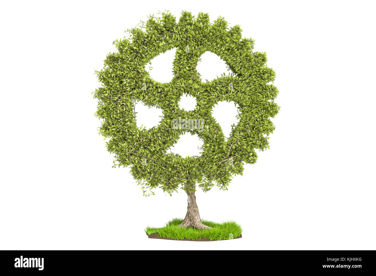 Business industrial tree in the shape of gear, 3D rendering isolated on ...