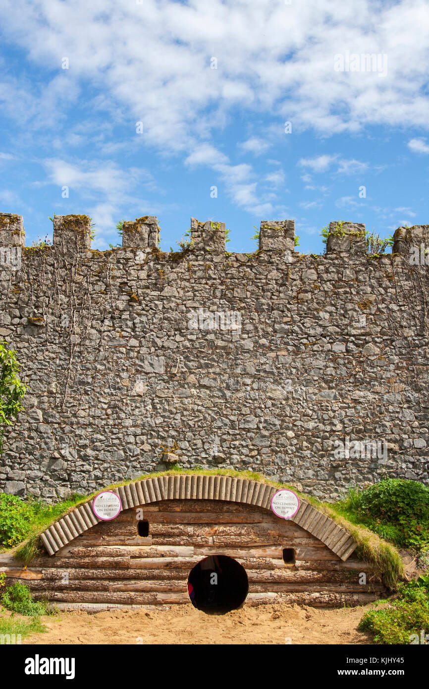 wooden hobbit hut, children's playground, Birr Castle, Ireland Stock ...