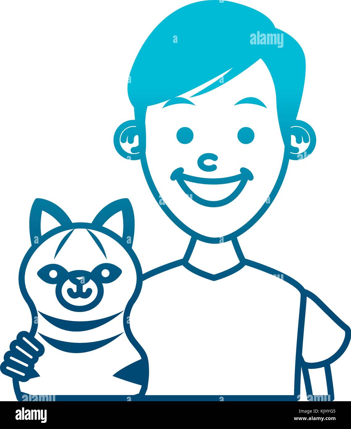 Boy with cat Stock Vector Image & Art - Alamy