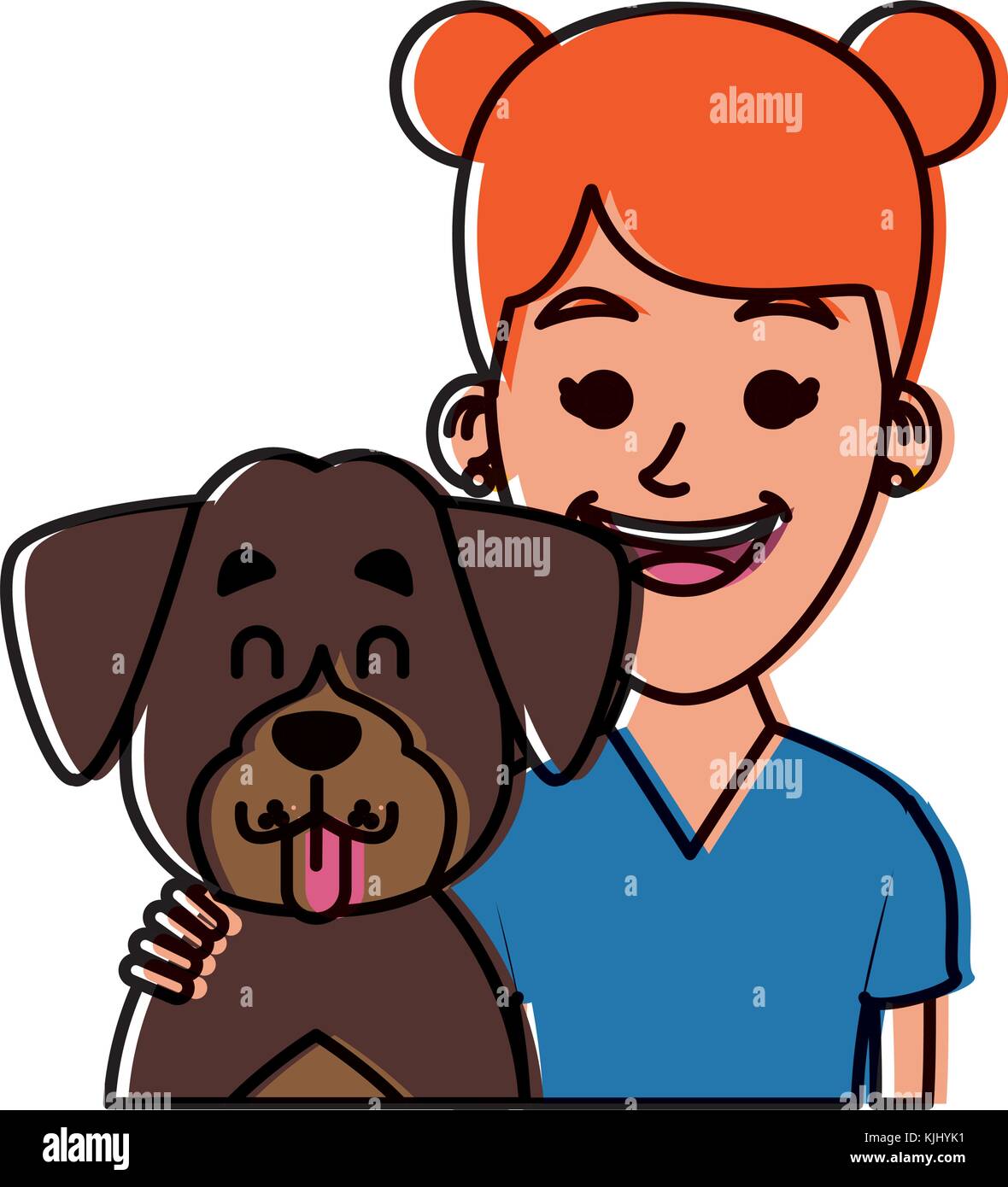 Girl with dog cartoon Stock Vector Image & Art - Alamy