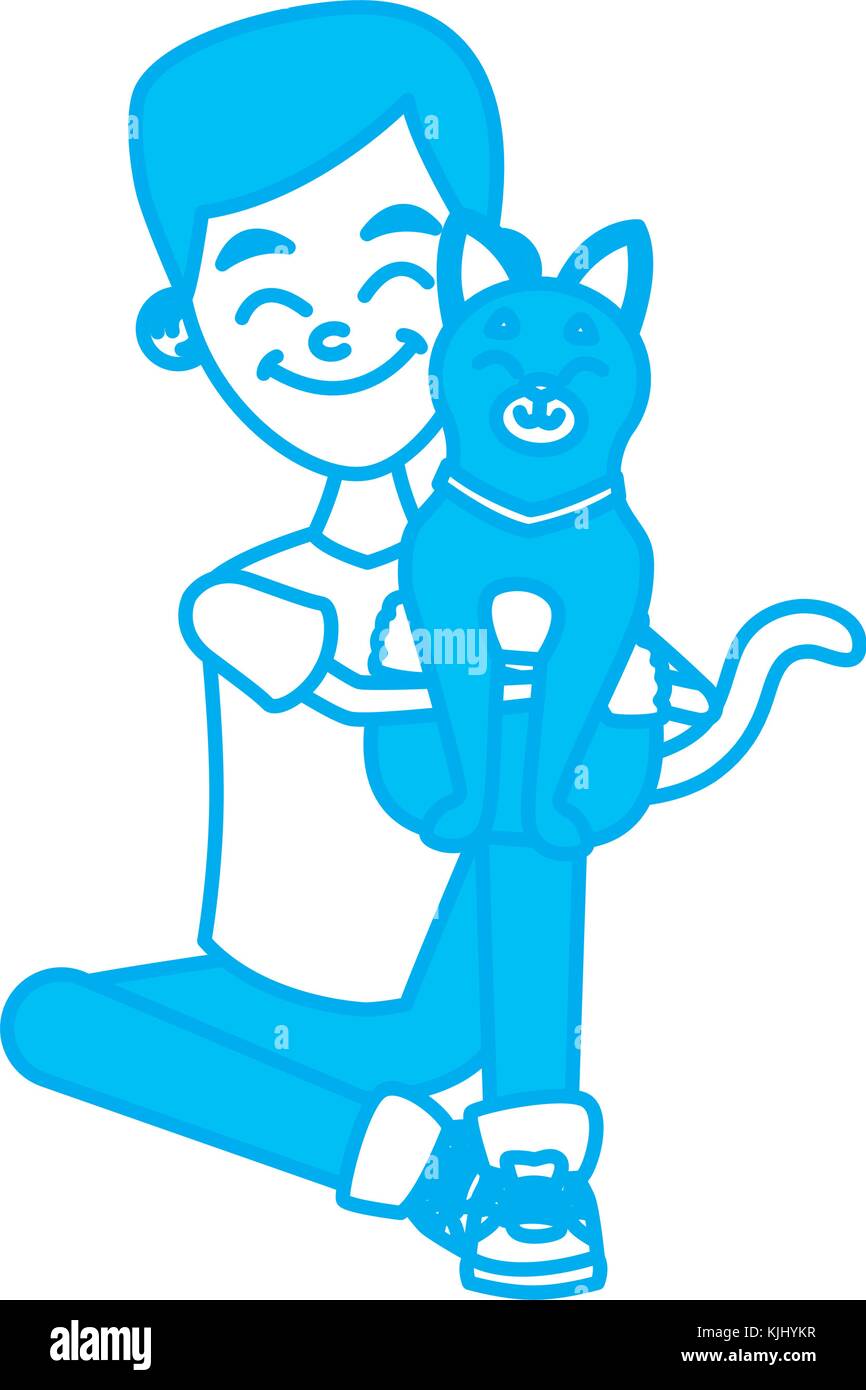 Boy with cute cat Stock Vector Image & Art - Alamy