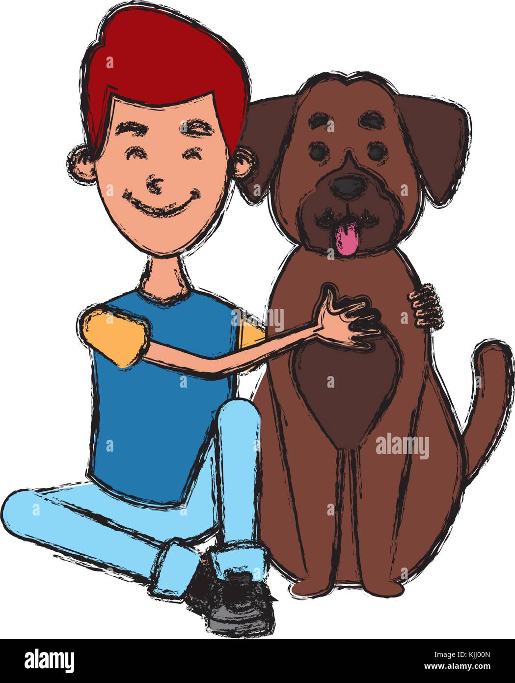 Boy with cute dog Stock Vector Image & Art - Alamy