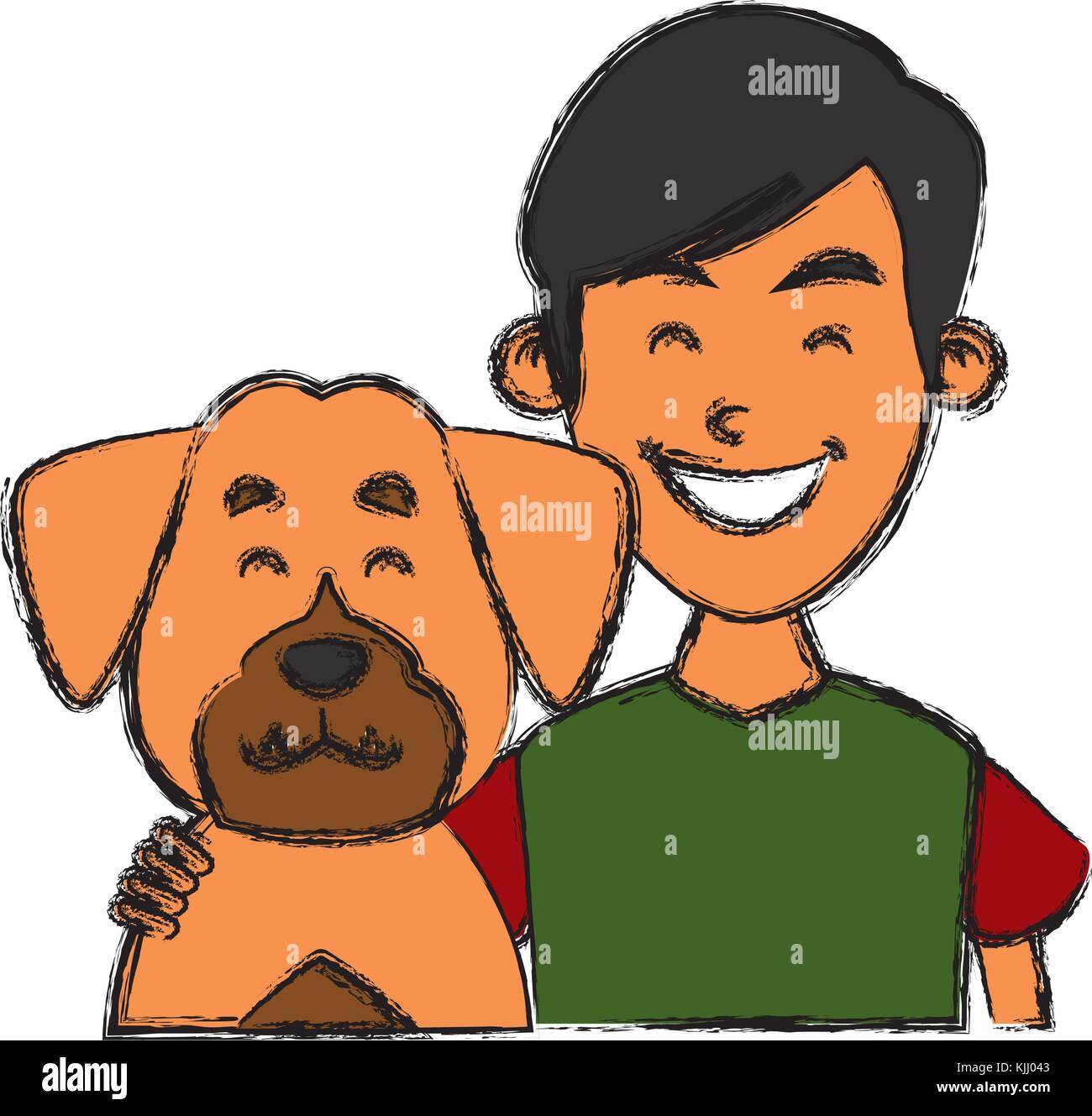 Boy with cute dog Stock Vector Image & Art - Alamy
