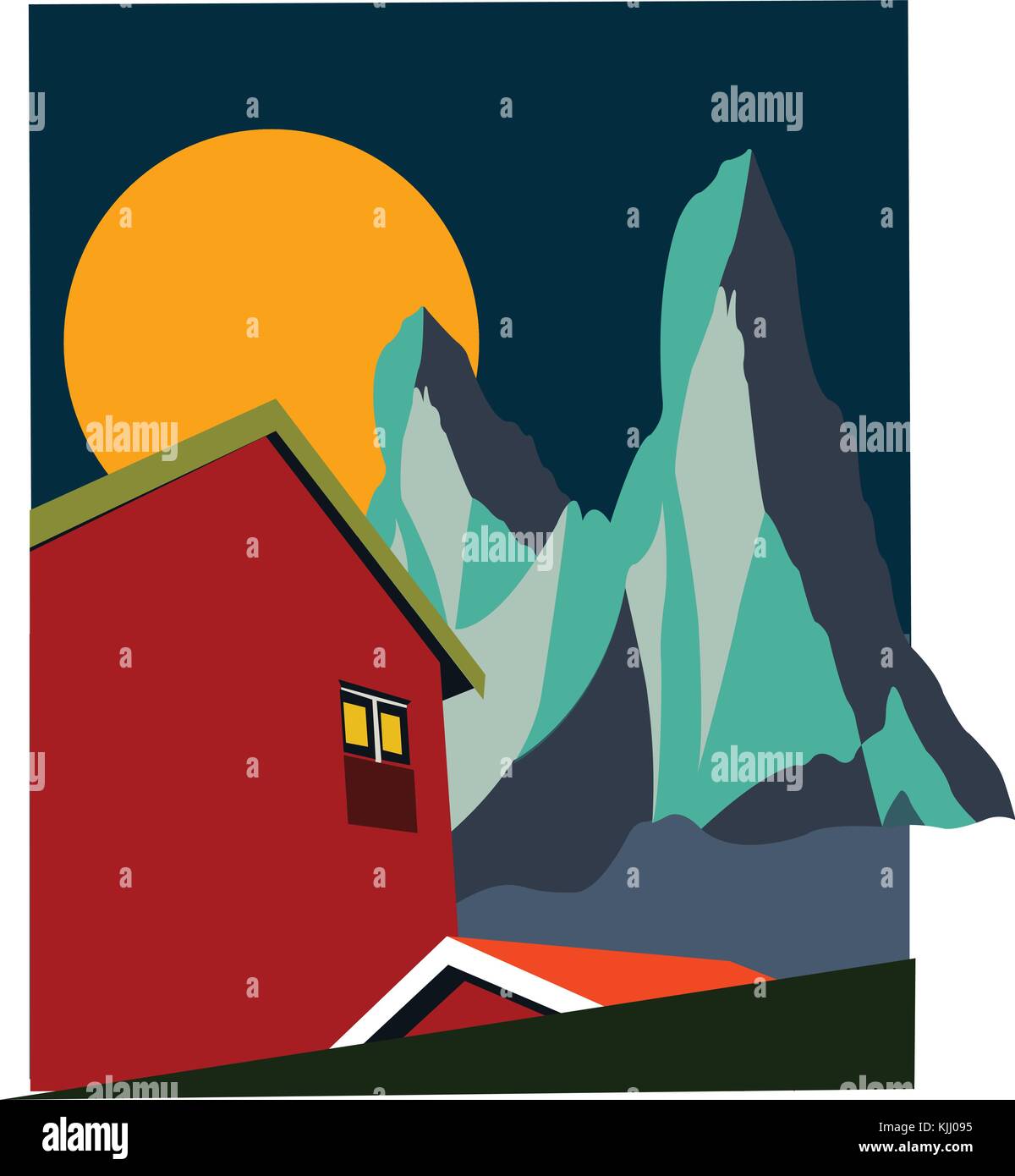 illustration of a mountain resort Stock Vector Image & Art - Alamy