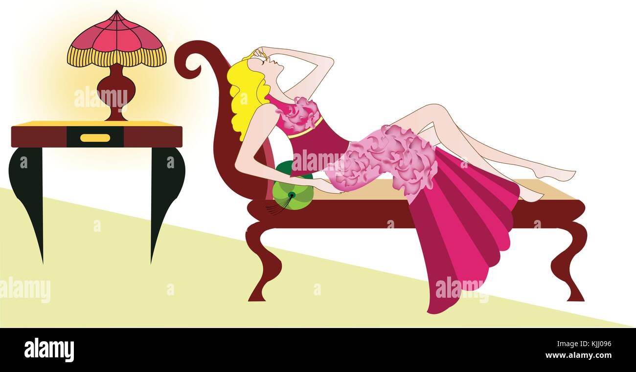 girl resting on a sofa Stock Vector Image & Art - Alamy